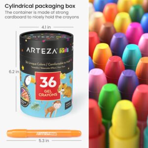 Arteza Kids Gel Crayons, 36 Count, Twistable and Washable Jumbo Crayons