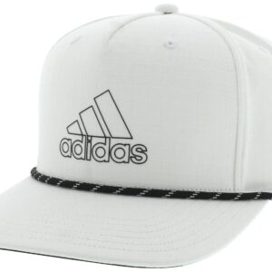 adidas Men's Performance Rope 5 Panel High Crown Stuctured Snapback Adjustable Fit Hat, White/Black, One Size