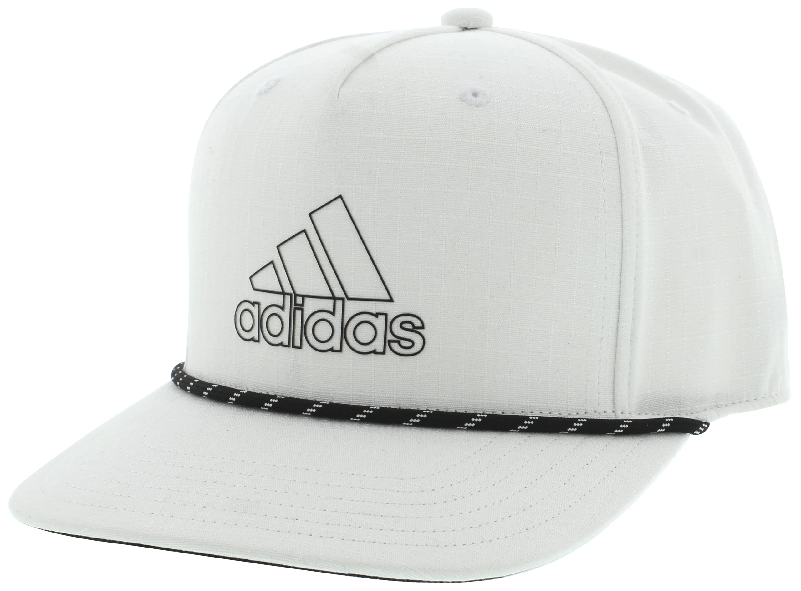 adidas Men's Performance Rope 5 Panel High Crown Stuctured Snapback Adjustable Fit Hat, White/Black, One Size