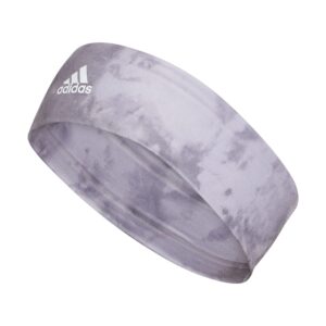 adidas alphaskin 2.0 elastic headband, stone wash grey/white, one size