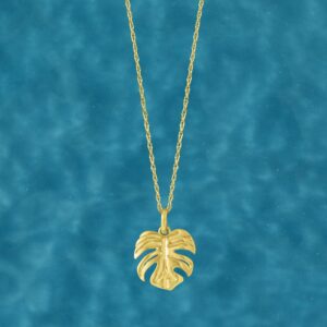 Ross-Simons 14kt Gold Monstera Leaf Pendant Necklace. 16 inches