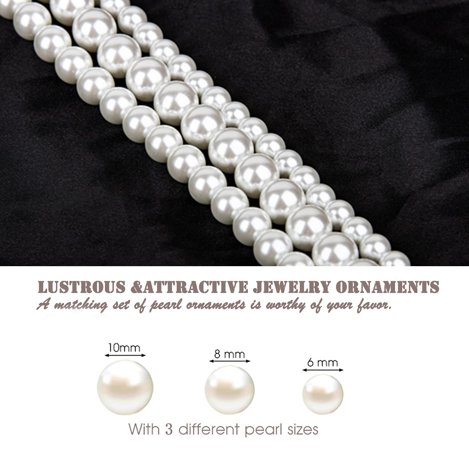 Senteria Pearl Necklace and Earring Set|Simulated Shell Pearl Choker Necklace for Women Men |Wedding Gifts for Brides Bridesmaid 16-22 Inch 6-8mm Hand Knotted Pearl Strand with Fine Gifts Box