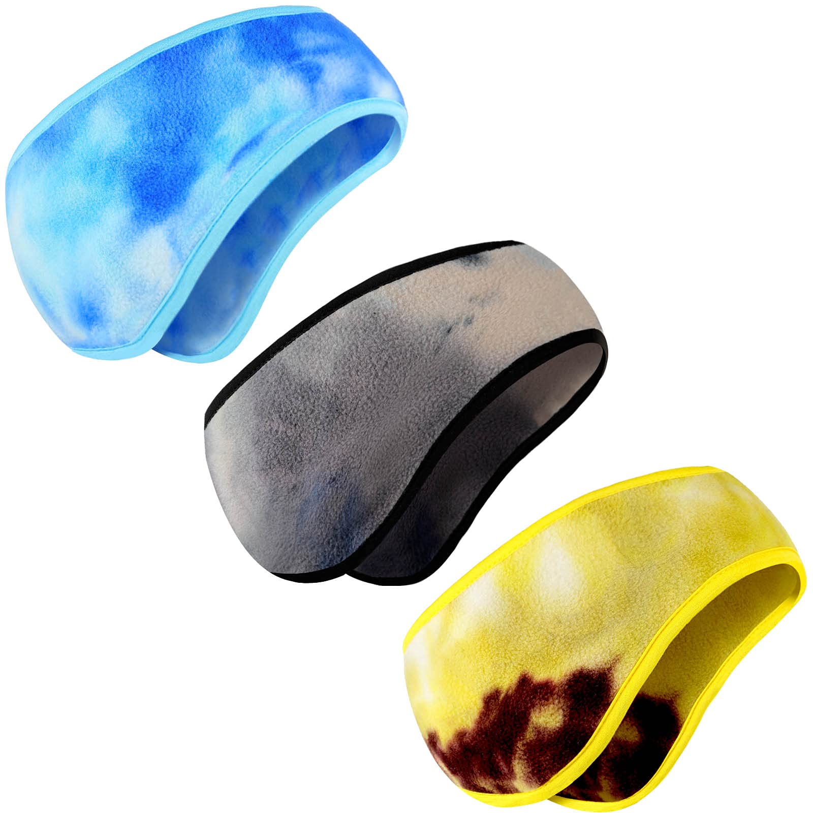 Vicenpal Ear Warmer Headband 3 Pieces Winter Ear Headbands Fleece Running Ear Cover Colorful Running Headband Sleep Ear Muffs for Men Women Skating Skiing Running Yoga Riding Outdoor Indoor