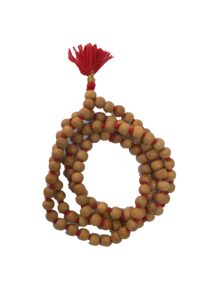 gri9 8mm tulsi mala beads necklace holy basil 108 + 1 beads ram japa prayer mala energized 108 hindu tibetan buddhist rosary for chanting mantra (red tessel)