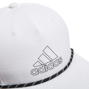 adidas Men's Performance Rope 5 Panel High Crown Stuctured Snapback Adjustable Fit Hat, White/Black, One Size