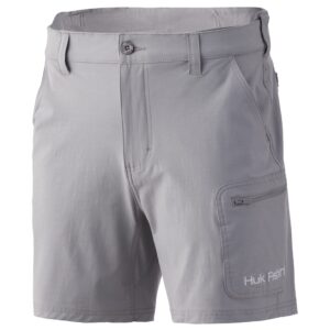 huk men's standard next level quick-drying performance fishing shorts, overcast grey, large