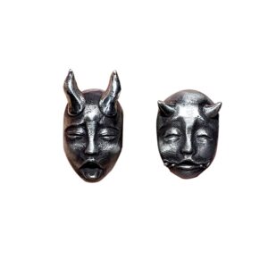 demon earrings gothic devil ghost mask prajna skull baby face tiny halloween horror stud earrings for women