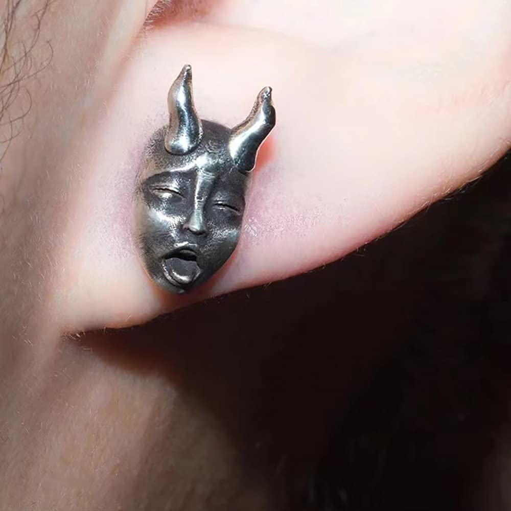 Demon Earrings Gothic Devil Ghost Mask Prajna Skull Baby Face Tiny Halloween Horror Stud Earrings for Women