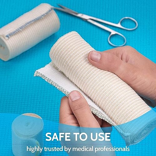 Hook and Loop Closure Elastic Bandage Wraps - Premium Variety Pack of 8, 2 3 4 6 inch x 5 Yards per Roll - Latex Free Reusable Compression Stretch Roll for First Aid, Medical, & Sports Injury Recovery