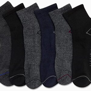 Nautica Men's Performance Quarter Socks with Cushioned Comfort (6 Pack), Size 6-12.5, Navy/Gray