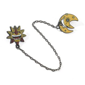 Soul Eater Anime Enamel Pins Set, Manga Cosplay Evil Sun And Moon With Black Chains Brooch Badges Lapel Pins For Backpack Collection Jewelry Accessories (Moon and Sun)