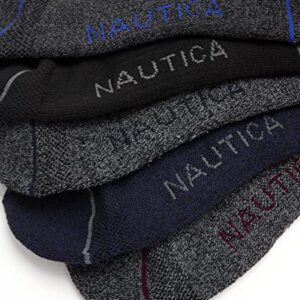 Nautica Men's Performance Quarter Socks with Cushioned Comfort (6 Pack), Size 6-12.5, Navy/Gray