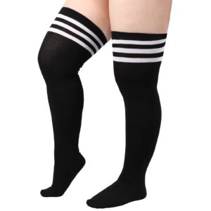 dreshow plus size thigh high socks striped over knee long boot stockings knee high tube socks leg warmers for women