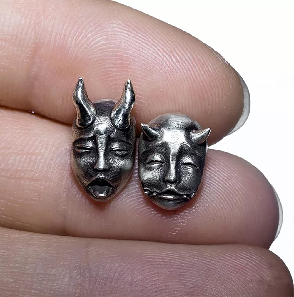 Demon Earrings Gothic Devil Ghost Mask Prajna Skull Baby Face Tiny Halloween Horror Stud Earrings for Women