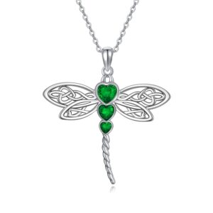 rmrewy dragonfly necklace 925 sterling silver celtic dragonfly pendant dragonfly jewelry birthday gift for women dragonfly lovers