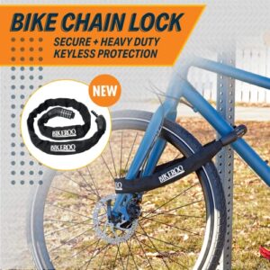 Bikeroo Bike Lock Chain - Heavy Duty 3 Foot Combination Bicycle Lock - Bike Cable Lock for Moped, Electronic Bike, Scooter, Motorcycle - Protective Sleeve for Extra Anti Theft Security, Black