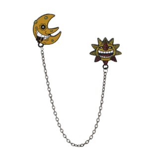 soul eater anime enamel pins set, manga cosplay evil sun and moon with black chains brooch badges lapel pins for backpack collection jewelry accessories (moon and sun)