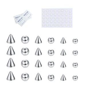 joerica fake nose eyebrow ring fake lip labret studs replacement ball with 40pcs sticker faux nose studs non-piercing body jewelry fake skin piercing