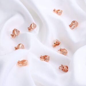 FUNRUN JEWELRY Heart Initial Clip on Stud Earrings for Women Rose Gold Plated Dainty Alphabet Letters A-Z Stud Earrings Non Pierced Stud Earrings(M)