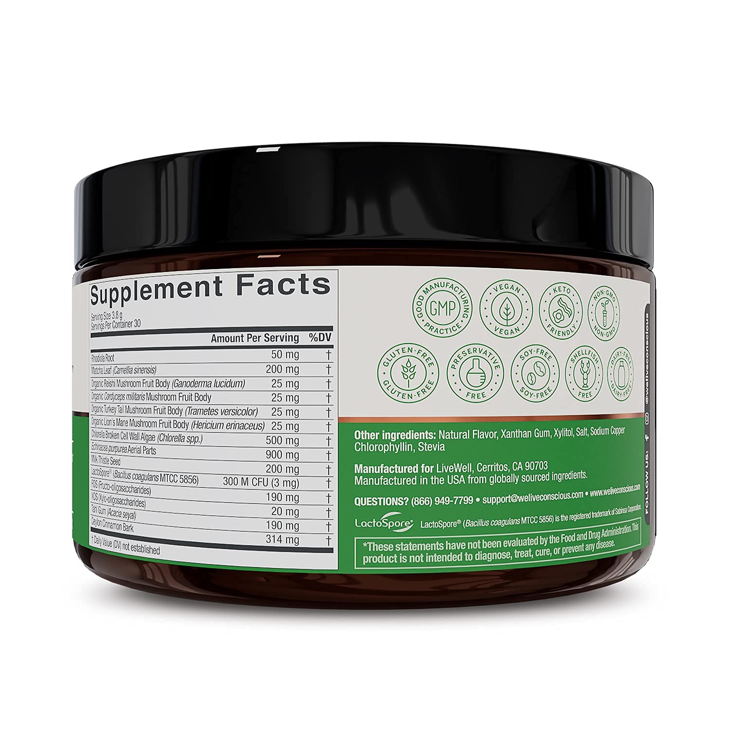 Live Conscious Beyond Greens Concentrated Superfood Powder & Organic Pea Protein Powder - Vanilla Dream Flavor | Immune System Boost & Gut Health + Metabolism & Muscle Support