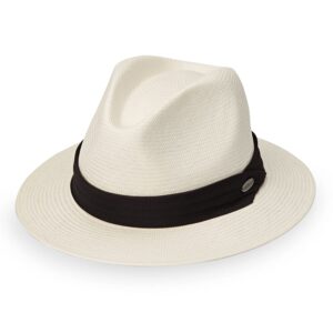 wallaroo hat company – women’s monterey fedora – upf 50+ sun protection, natural fiber with adjustable size for medium crowns – ideal sun hat for casual summer looks and outdoor events (natural/black)