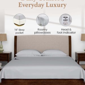 600 TC Luxurious Light Gray RV King Sheets 72 x 80, 100% Egyptian Cotton RV Sheets, 4 Piece RV Bed Sheets Set, Ultra Soft Camping Sheets for RV Mattress, 16" Deep Pocket Sheets for RV Bed