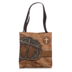 faith over fear personalized leather pattern printed tote bag