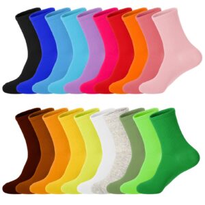 kimteny 20 pairs womens socks, solid color crew socks colorful lightweight cotton athletic socks