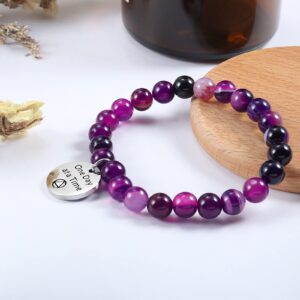 Haoze Sobriety Gifts for Men Women One Day At A Time Sobriety Bracelet Amethyst Tiger Eye Protection Bracelet AA Alcoholics Anonymous Jewelry Addiction Recovery Gift (AA-Amethyst)