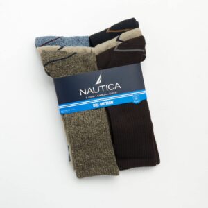 Nautica Men's Dress Socks - Light-Cushion Crew Socks (5 Pack), Size 6-12.5, BrownKhaki