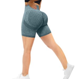 mohuachi butt lifting shorts for women high waist workout biker shorts scrunch booty yoga shorts tik tok leggings seamless ((#2) blue (seamless ruched), xlarge)