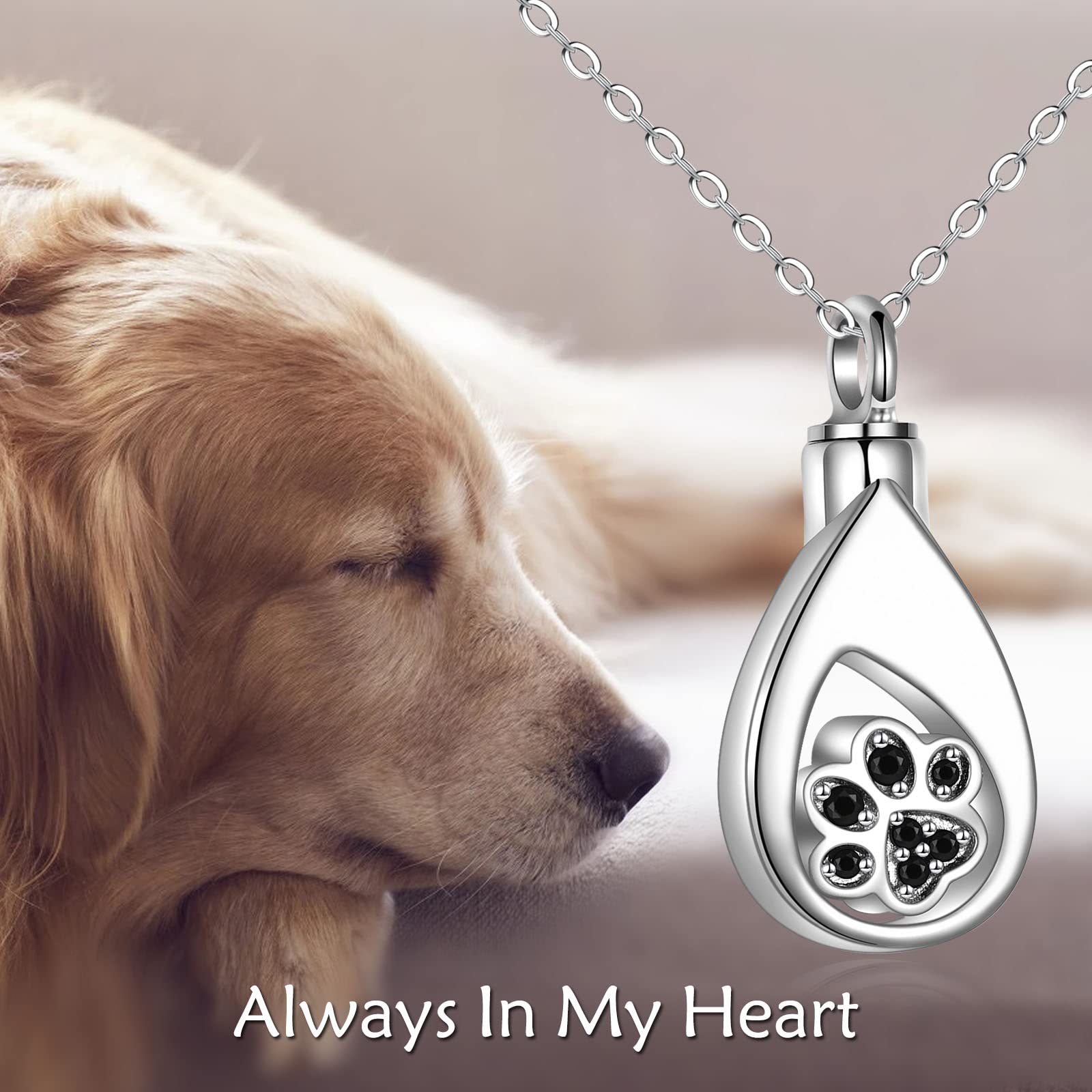 TIGER RIDER Pet Urn Necklace for Ashes Sterling Silver Paw Print Memorial Ash Keepsake Cremation Jewelry Gifts for Women Dog Cat Lovers