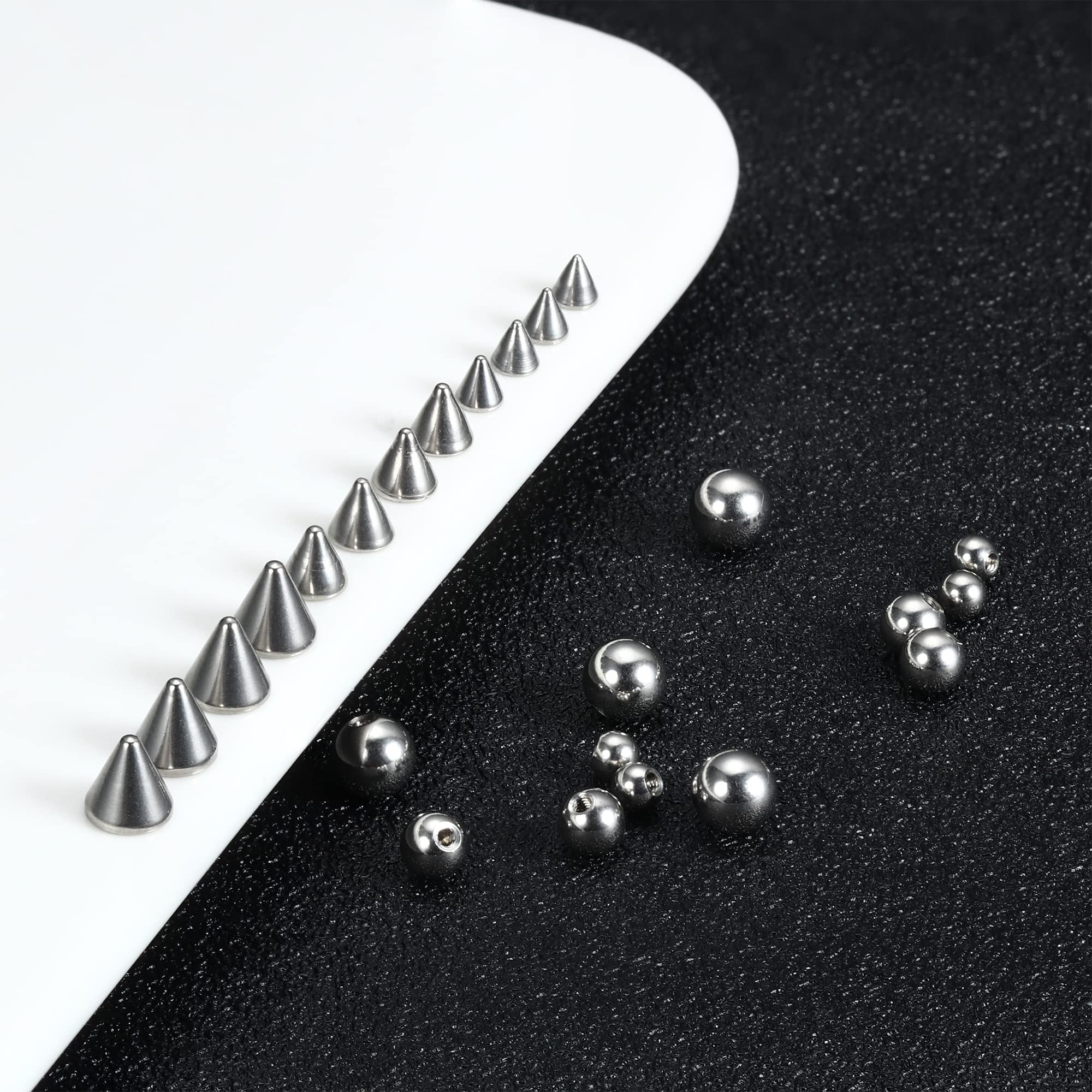 JOERICA Fake Nose Eyebrow Ring Fake Lip Labret Studs Replacement Ball with 40pcs Sticker Faux Nose Studs Non-Piercing Body Jewelry Fake Skin Piercing