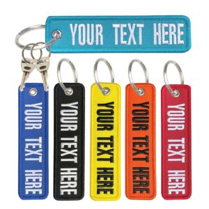 ssass personalized keychain, custom embroidery double sided text keyring, unique gift keychain for men/women motorcycle scooter car