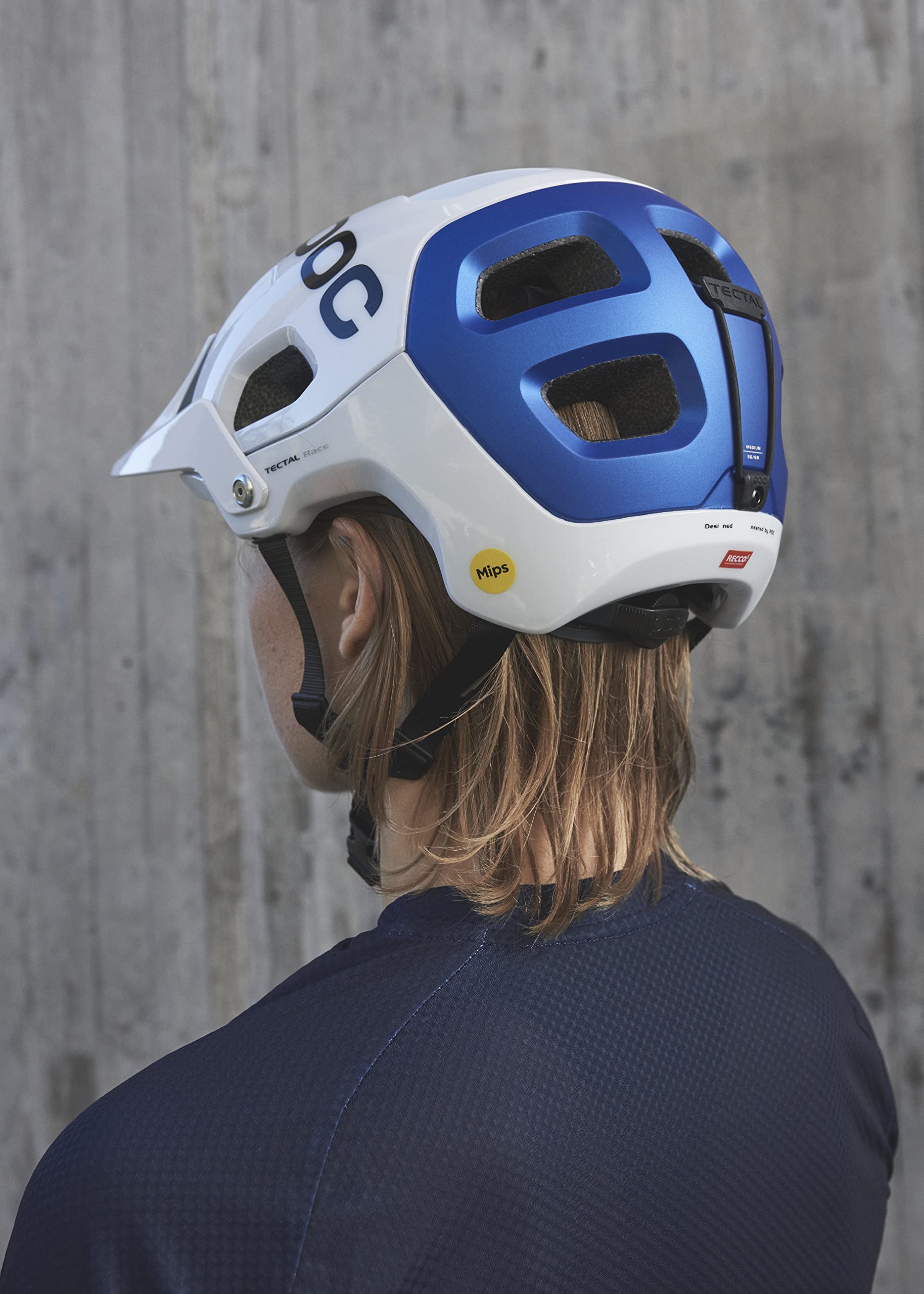 POC Tectal Race MIPS Cycling Helmet Hydrogen White/Opal Blue Metallic/Matt MED