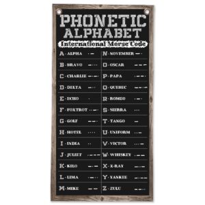 phonetic alphabet morse code - educational tool wall chart for kids, students and adults, military alphabet morse code chalkboard style, 16x32 canvas wall scroll art poster