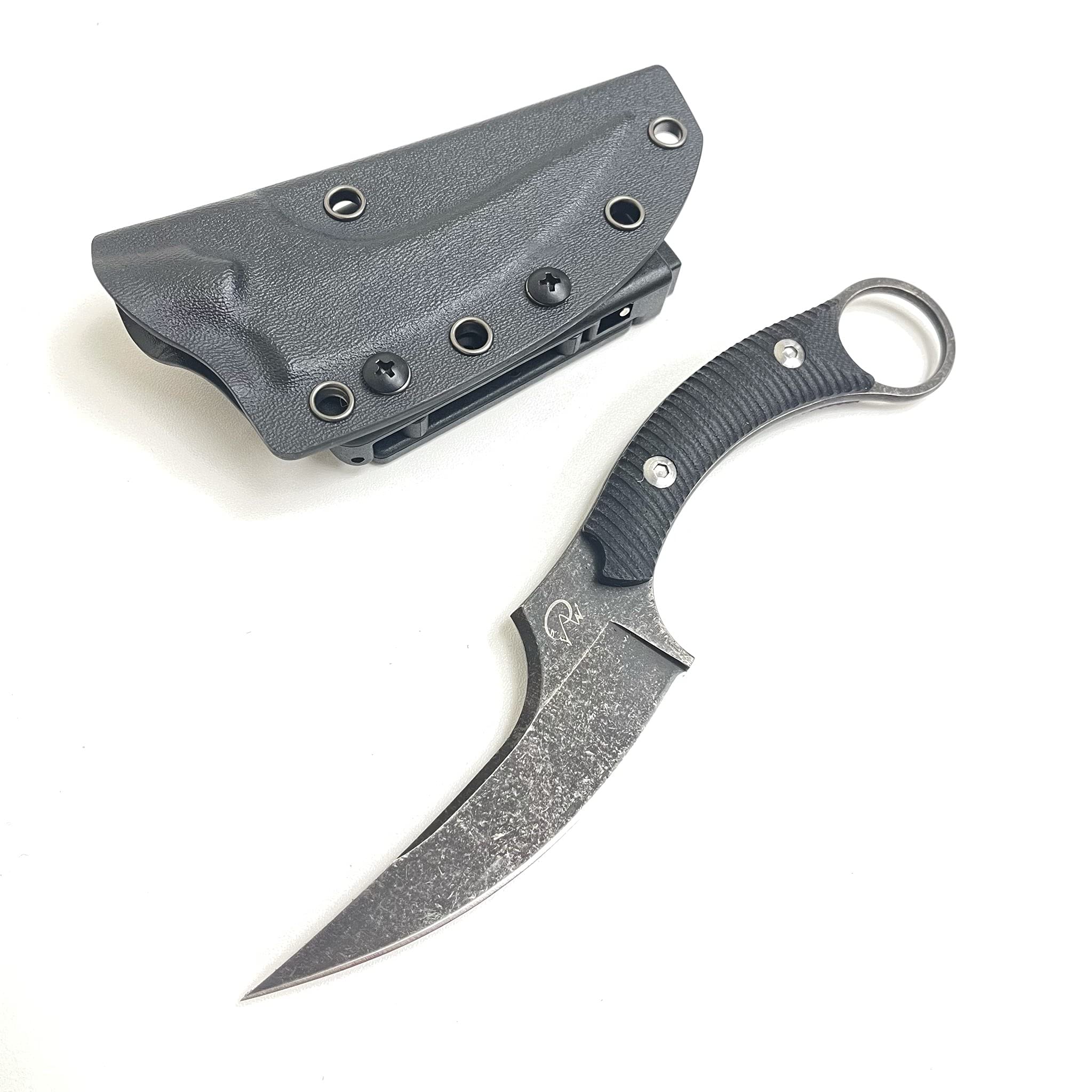 PAN series Full Tang Hunting Knife with Kydex Sheath I G10 Composite Handle I Kydex Sheath w/Adjustable Belt Clip I Stone Wash Blade I 8.6 inches overall I 4 inch Blade I