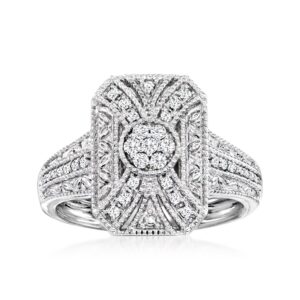 ross-simons 0.50 ct. t.w. diamond scrollwork ring in sterling silver. size 10