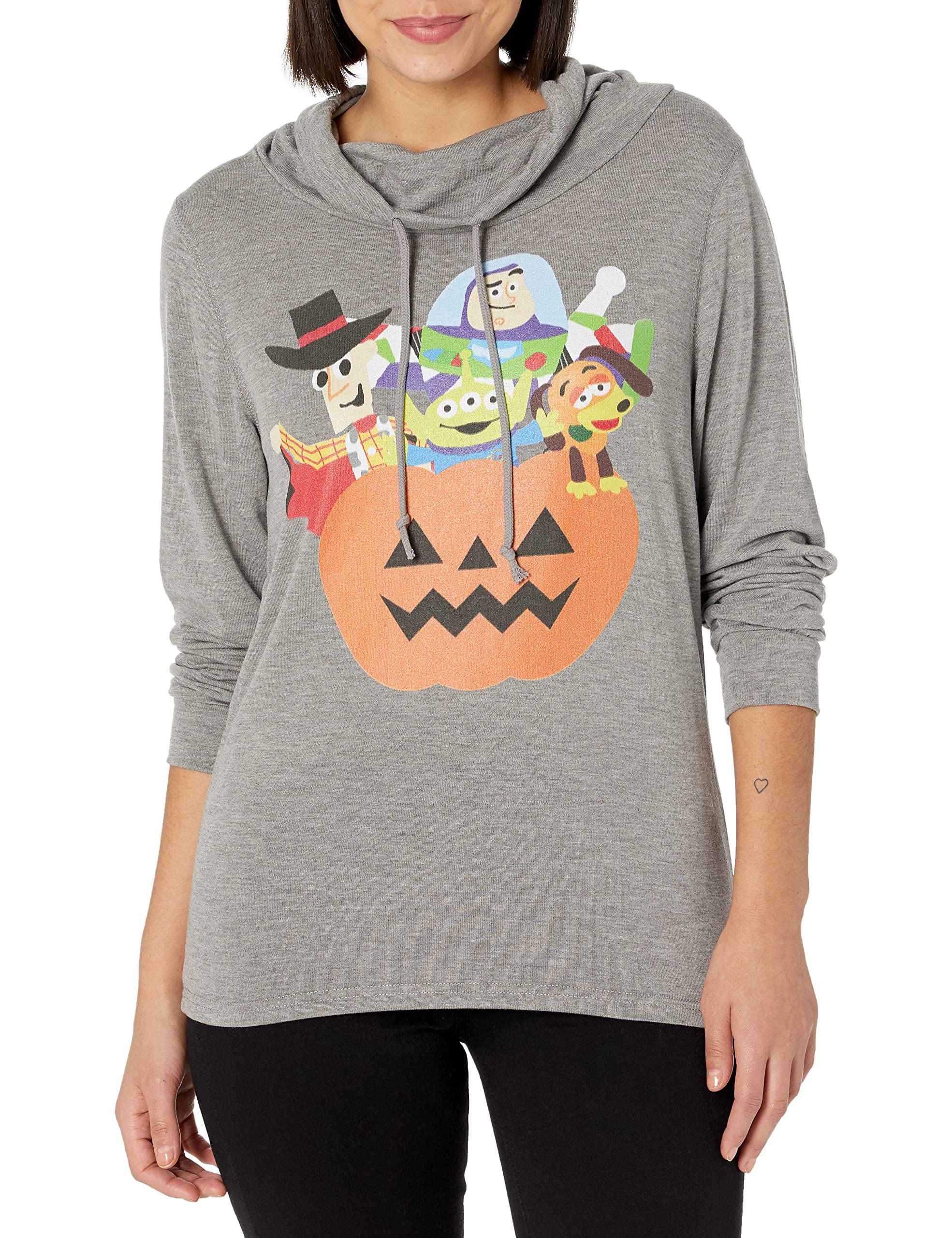 Fifth Sun Junior's Disney Pixar Toy Story Halloween Simple Art Cowl Neck, Gray Heather, Large