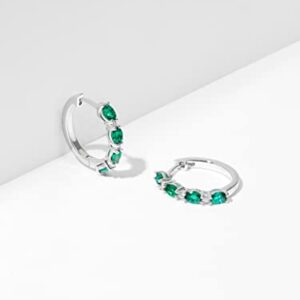 Amazon Essentials 0.12 cttw Lab Grown Diamond and Created Emerald 925 Sterling Silver Hoop Earrings (H-I Color, I1 Calarity) (previously Amazon Collection)