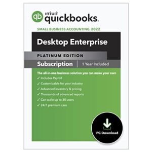 quickbooks desktop enterprise platinum 2022 accounting software for business - 2 user [pc download]