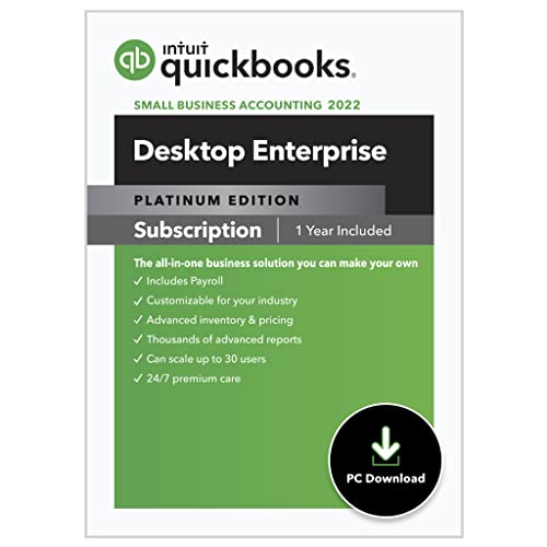 QuickBooks Desktop Enterprise Platinum 2022 Accounting Software for Business - 2 User [PC Download]