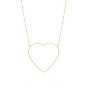 rommanel elegant 18k gold plated heart necklace for women, lightweight maxi pendant, 50cm adjustable chain