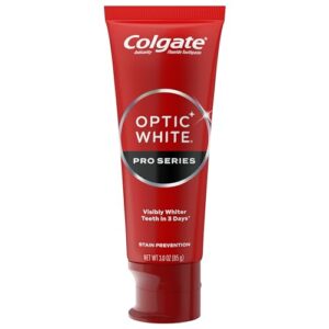 Colgate Optic White Pro Series Whitening Toothpaste with 5% Hydrogen Peroxide, Stain Prevention, 3 Oz Tube