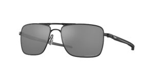 oakley men's oo6038 gauge 6 titanium square sunglasses, satin black/prizm black polarized, 57 mm