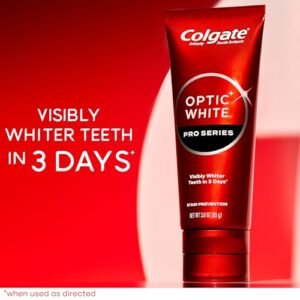 Colgate Optic White Pro Series Whitening Toothpaste with 5% Hydrogen Peroxide, Stain Prevention, 3 Oz Tube