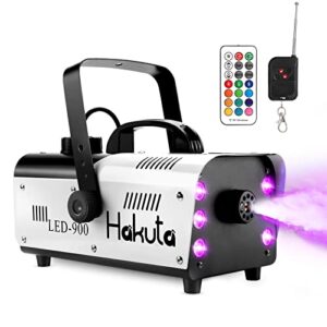 HAKUTA Fog Machine, 900W Automatic Spray Smoke Machine with 6 LED Lights and 7 Color Variation, 2000CFM Output with Wireless Remote Control for Wedding, Halloween, Parties and DJ Performance