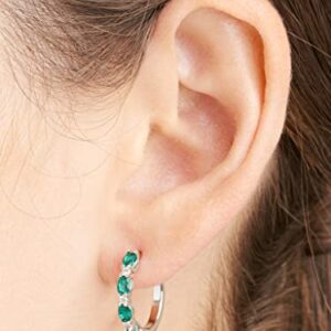 Amazon Essentials 0.12 cttw Lab Grown Diamond and Created Emerald 925 Sterling Silver Hoop Earrings (H-I Color, I1 Calarity) (previously Amazon Collection)