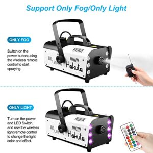 HAKUTA Fog Machine, 900W Automatic Spray Smoke Machine with 6 LED Lights and 7 Color Variation, 2000CFM Output with Wireless Remote Control for Wedding, Halloween, Parties and DJ Performance