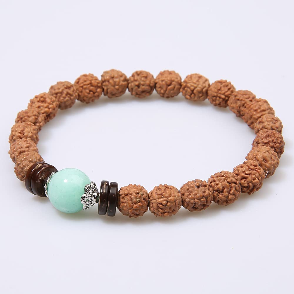 4pcs Rudraksha Seeds Buddha Yoga Bracelets Set Handmade Beaded Meditation Wrist Stretch Charm Bracelet for Women Men